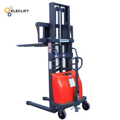 China 1150mm Fork Length Semi Electric Pallet Stacker 120Ah Manual Pallet Forklift for sale