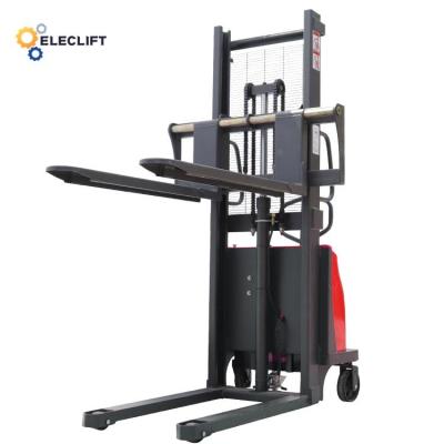China 1000kg Load Capacity Semi Electric Pallet Stacker With 90mm Lowered Height And 4000mm Max Lift Height for sale