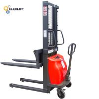 China Load Capacity Semi Electric Pallet Stacker With 1600mm Maximum Lift Height And Polyurethane Wheels for sale
