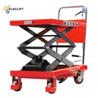China Red Hydraulic Scissor Lift Table Motorized For Heavy Loads 2.2kw Motor 1000-3000 Lbs Capacity for sale