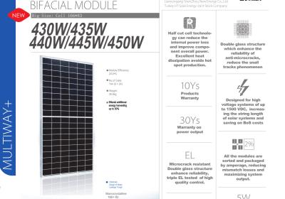 China 450W Mono Bifacial Solar PV Panel For Home Power System for sale