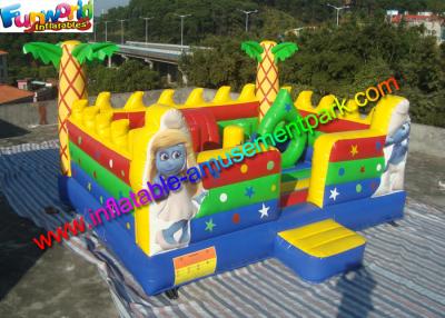 China Popular Inflatable Smurfs Bounce House , Jumping Bouncer With Obstacle Inside for sale