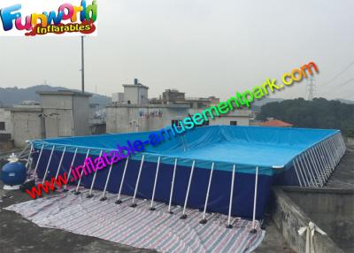 China Funworld 20x10x1.5m Inflatable Swimming Pool 0.7mm PVC Tarpaulin with Steel Frame for sale