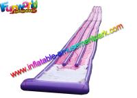 China 150m Purple Inflatable Water Slide with 3 Lanes - 0.55mm PVC Material, CE/EN14960 Certified for Commercial Use for sale