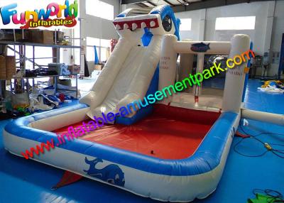 China Shark Outdoor Inflatable Water Slide Combo Bouncer with Pool 1250LBS Custom Size for sale