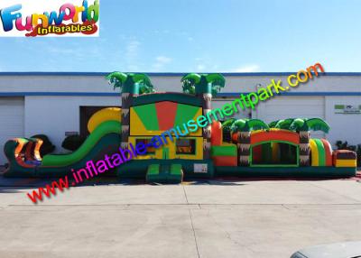China Inflatable Sport Obstacle Course Bouncer Dual Lane Module Tropical With Tree for sale
