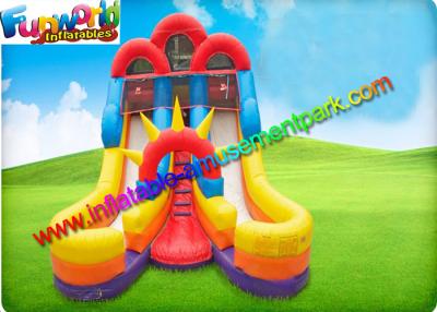 China Red Yellow Commercial Inflatable Slide , 16ft Double Inflatable Climbing Slide for sale