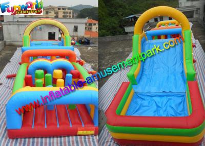 China Customized Interactive Inflatable Obstacle Course 16m x 3.5m with Pool for Commercial Use for sale