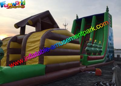 China Commercial Inflatable Zip Line Slide 18m x 6m x 9m Three Lane Jungle Theme with PVC for sale