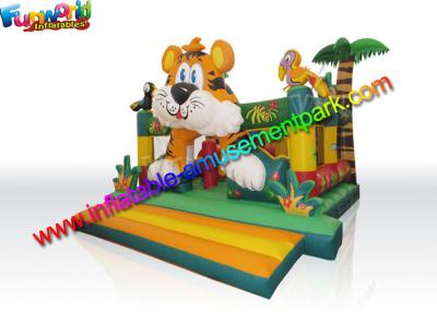 China Customized Kids Commercial Bouncy Castle Tiger Shape 6.2x5.3x3.7m 0.55mm PVC for sale
