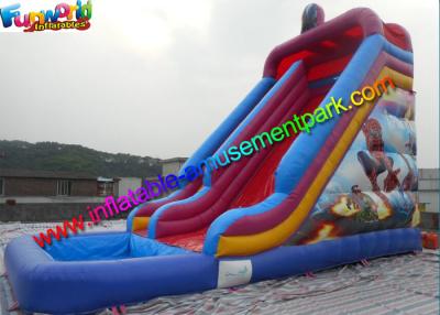 China Custom Spiderman Inflatable Water Slide 9m x 4m x 7m 0.55mm PVC Tarpaulin with Pool for sale