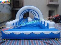 China 0.55mm PVC Blue Giant Inflatable Water Slide 10m for Kids and Adults for sale