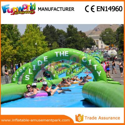 China Commercial Grade 1000ft Inflatable Slip N Slide Water Slide Fire Retardant PVC 0.55mm for sale