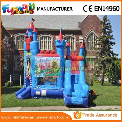 China PVC Large Blue Bounce House Inflatable Jumping Castle with Two Slides 0.55mm for sale
