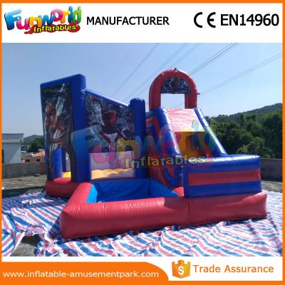 China Custom Spiderman Inflatable Combo Castle with Slide & Pool - 0.55mm PVC Material, 1-Year Warranty for sale