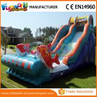 China Commercial Inflatable Water Slide 0.55mm PVC Tarpaulin Custom Size Fun Bouncer Slideway for sale