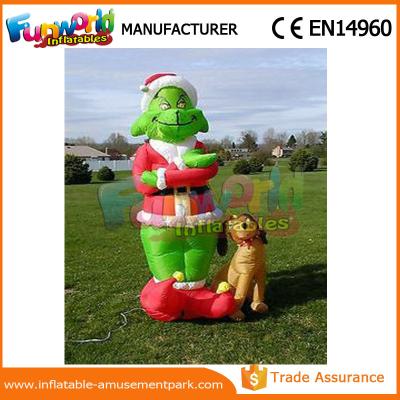 China Mini Oxford Cloth Green Airblown Inflatable Grinch with Dog - 0.16mm Fire-Retardant PVC Christmas Decoration for sale