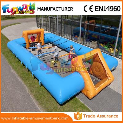 China Inflatable Soccer Field 0.55mm PVC Tarpaulin with Powerful Blower for Sports Game for sale