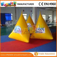 China Commercial Floating Inflatable Pyramid Water Buoy 0.6mm PVC Tarpaulin Yellow Marker Buoy for sale