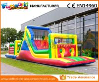 China Giant Colorful Inflatable Kids Obstacle Course 0.55mm PVC Tarpaulin with Air Blower for sale