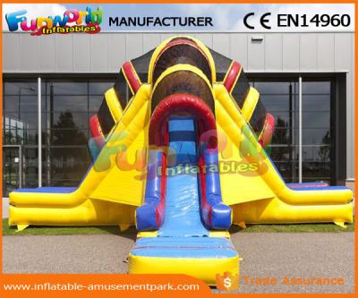 China Commercial Three Lane Inflatable Dry Slide for Kids 0.55mm PVC Tarpaulin for sale