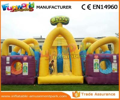 China Yellow Inflatable Boot Camp Tunnel Obstacle Course 0.55 mm PVC Tarpaulin Indoor Play for sale