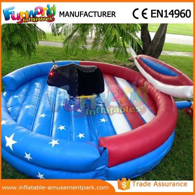 China Customized Inflatable Mechanical Bull Rodeo 5m Mat PVC Tarpaulin Sports Game for sale