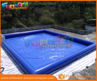 China 0.9mm PVC Tarpaulin Inflatable Water Pool 680W Air Pump Custom Logo Blue for sale
