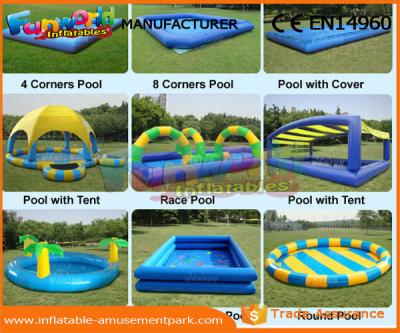 China Heat Sealed Inflatable Rectangle Swimming Pool 0.9mm PVC Tarpaulin 680W Air Pump for sale