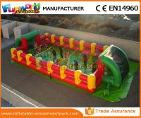 China Orange PVC Tarpaulin Inflatable Football Field 30x20x2M Blow Up Soccer Game for sale