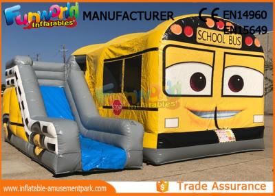 China Customized Interactive Inflatable Bouncer Slide School Bus Shaped 0.55mm PVC for sale