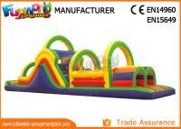 China 0.55mm PVC Tarpaulin Inflatable Obstacle Course Blow Up Trampoline 18 OZ for sale
