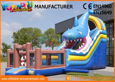 China Giant Shark Inflatable Dry Slide Bouncer 0.55mm PVC Commercial Grade for sale