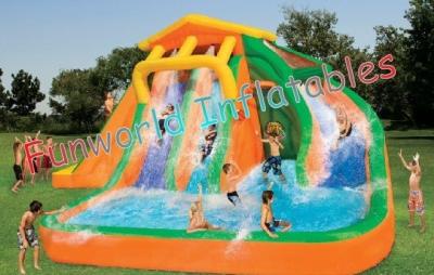 China Commercial Grade 0.55mm PVC Tarpaulin Kids Giant Inflatable Pool Slides 10x8x6m for sale