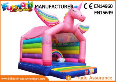 China Rainbow Unicorn Bounce House with 0.55mm PVC Material - Custom Sizes Available for Commercial Use for sale