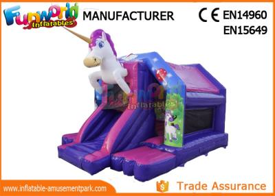 China Commercial Unicorn Bouncy Castle with Slide 4x4m Customizable PVC Inflatable for sale