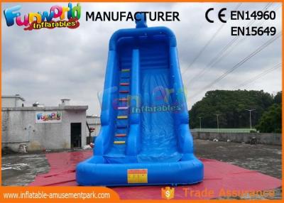 China Commercial Blue Inflatable Water Slide with Swimming Pool 0.55mm PVC Custom Size for sale