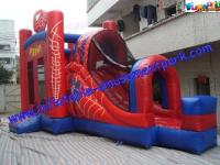 China Commercial Spiderman Inflatable Bouncy Slide , Kid Inflatable Combo Slide for sale