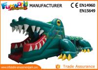 China Green Shark Inflatable Obstacle Course Tunnel / Assault Course Bounce House for sale