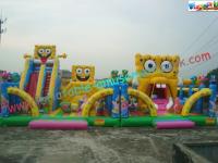 China Spongebob Giant Inflatable Amusement Park 14x8x6.5 Meters with CE Certification for Commercial Use for sale