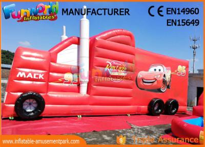 China Fun Truck Bounce House Inflatables Obstacle Course Red Fire Retardant for sale