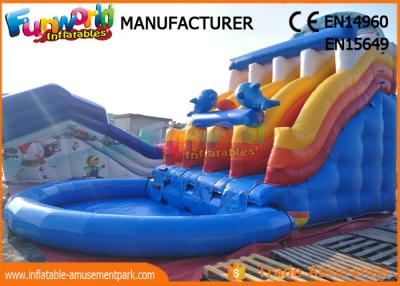 China Blue Color Giant Outdoor Inflatable Water Slides Fire Resistance for sale