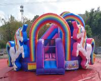 China Commercial PVC Inflatable Unicorn Bouncy House 5x5x4.5m with Quadruple Stitching and CE Certification for sale