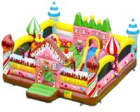 China Funworld Candy House Indoor Bouncy Castle Playground Combo 6x6x2.9m Commercial Grade for sale