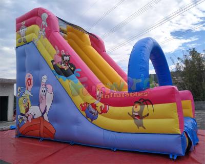 China Spongebob Commercial Inflatable Slide 0.55mm PVC Tarpaulin 7x4x6m for sale