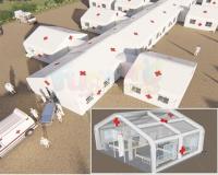 China 0.9mm PVC Tarpaulin Inflatable Field Hospital Tent Disaster Relief Shelter 115kg for sale