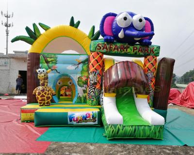 China Safari Park Inflatable Bouncy Castle 5x5x3.5m Digital Printing Combi Slide Bouncer for sale
