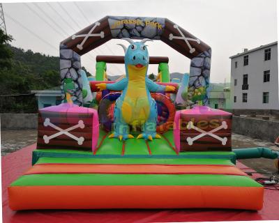 China Jurassic Park Inflatable Obstacle Course Combo Bouncing Castle 12x4x4m Commercial Grade for sale