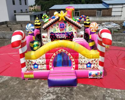 China Commercial Candy Moonwalk Bounce House Slide 6x5.2x3.7m with CE Electric Pump - 165kg Inflatable Playground for sale
