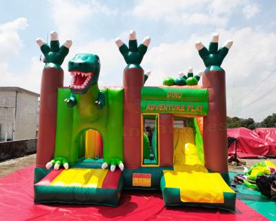 China EN71 Certified 5x5x3.5M Inflatable Kids Bouncer Dinosaur Adventure Play with Slide for sale